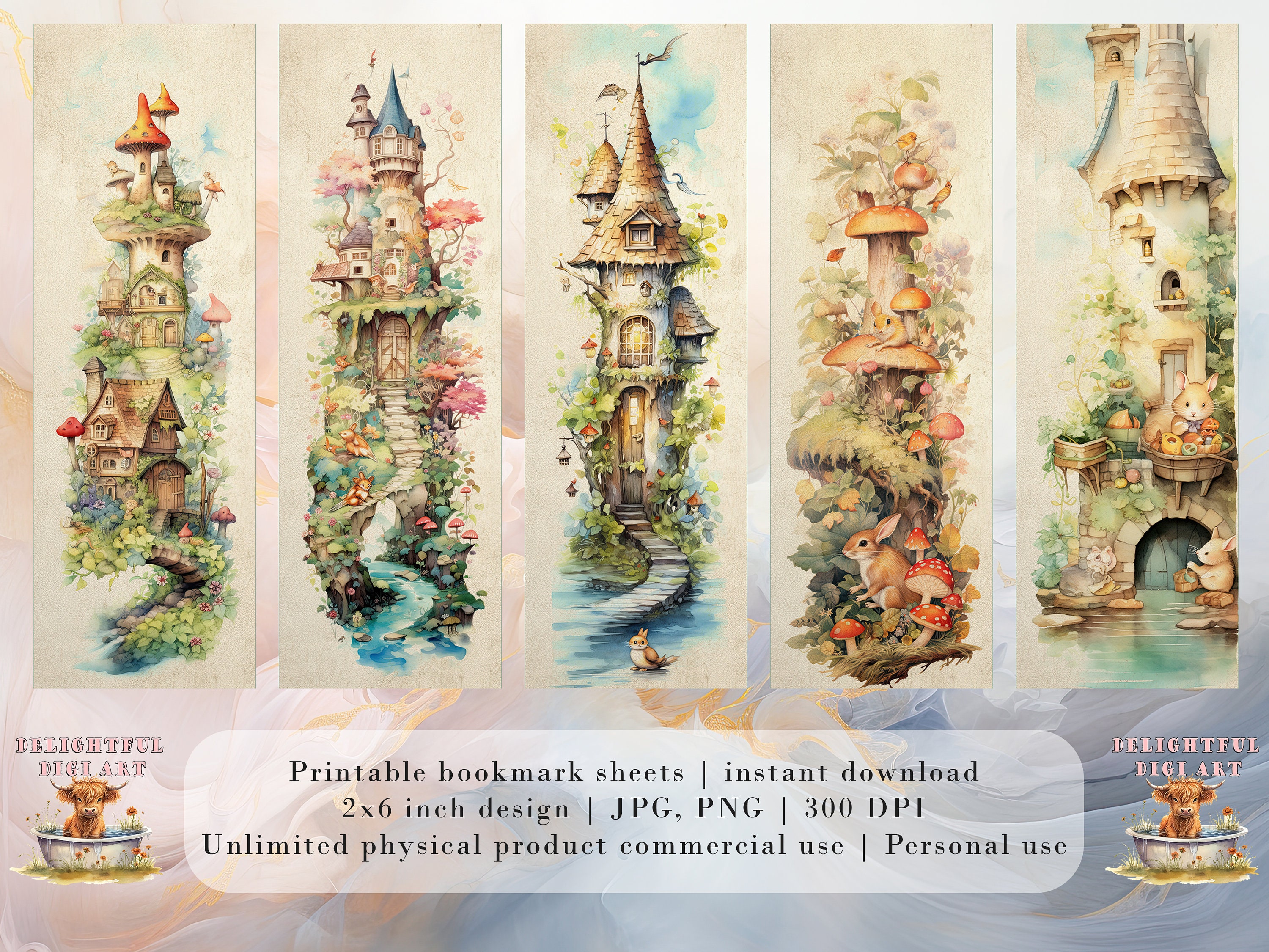 20 Watercolor Fairy Tale Printable Bookmarks | Digital Download JPG ...