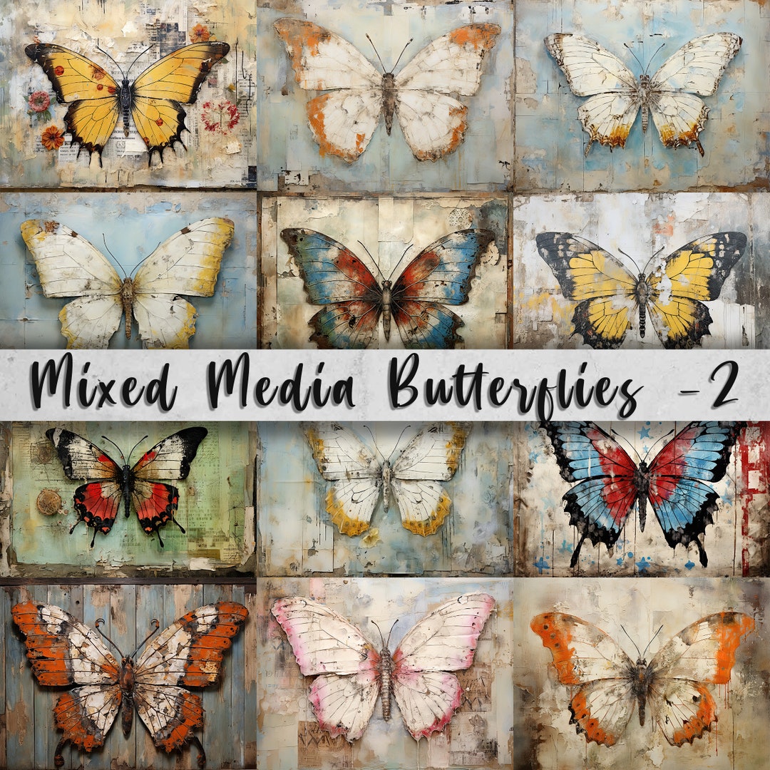 Mixed Media Butterflies, Butterfly Journal Pages, Grunge/painterly ...