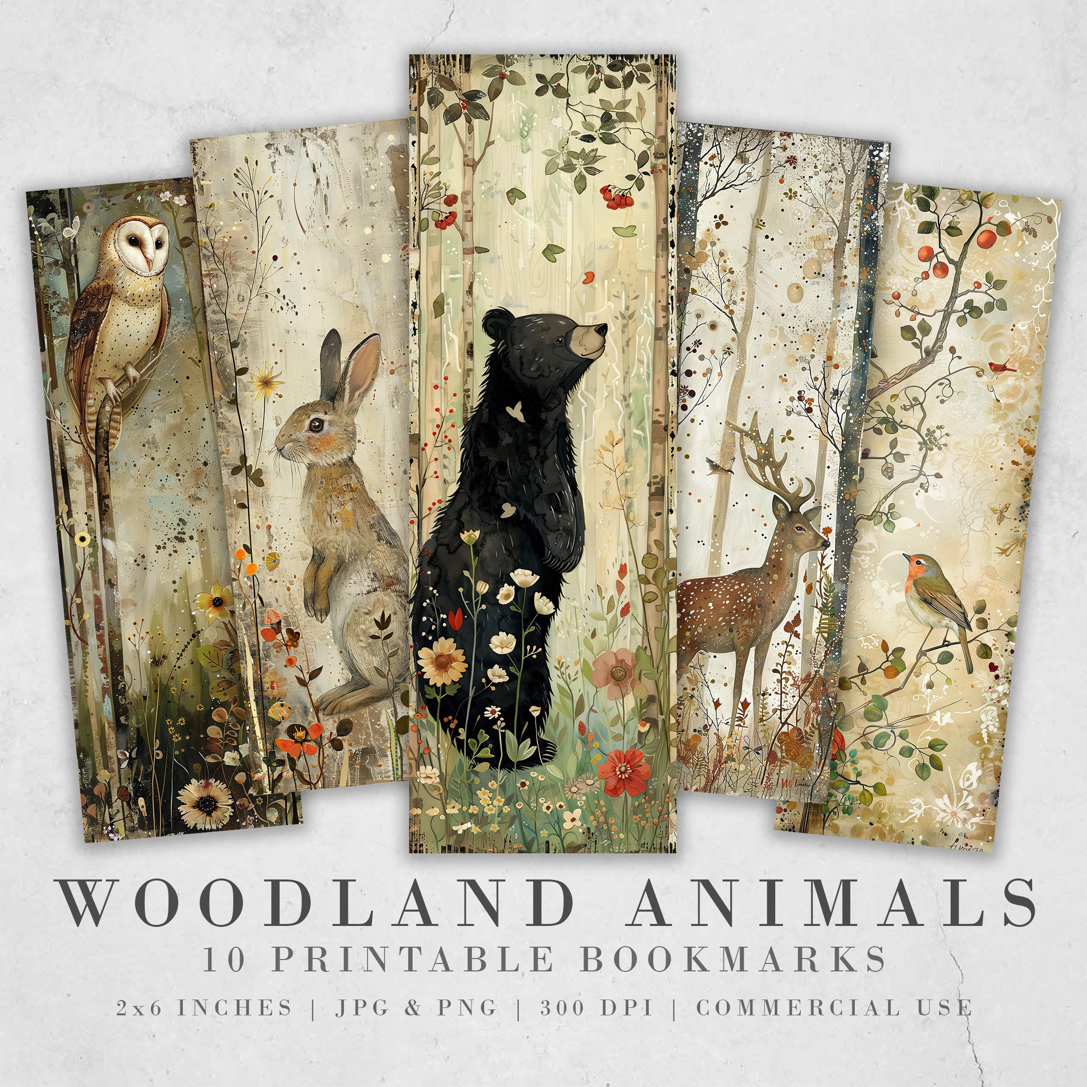 10 Woodland Animals Printable Bookmarks | Digital Download JPG Bookmark ...