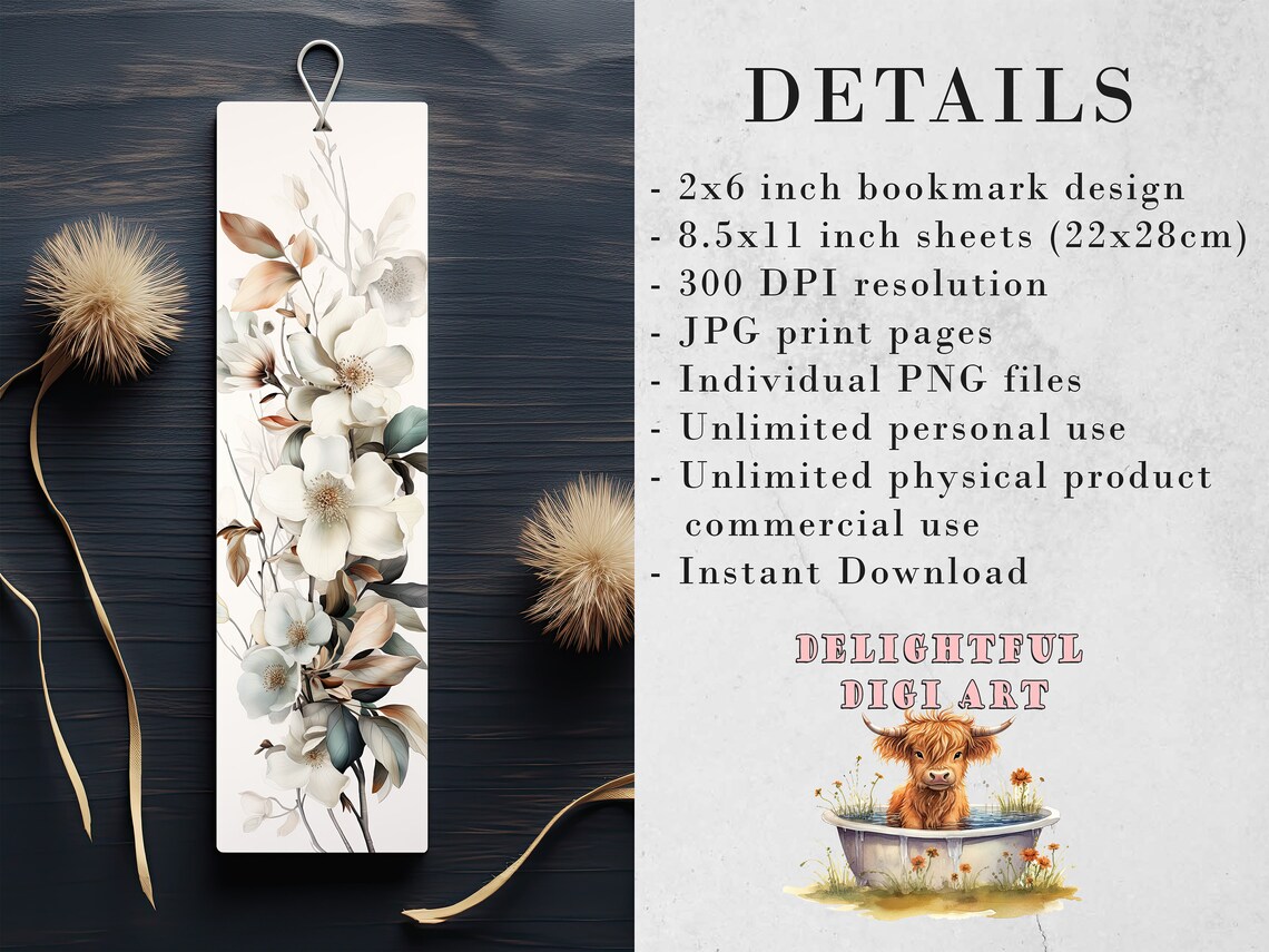 20 Botanical Watercolor Printable Bookmarks | Digital Download JPG ...