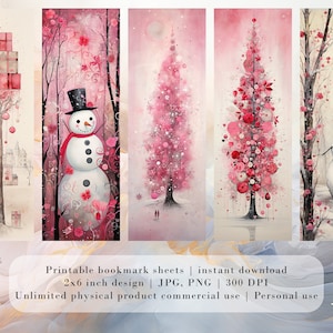 30 Cute Christmas Printable Bookmarks | Pink Whimsy Digital Download ...