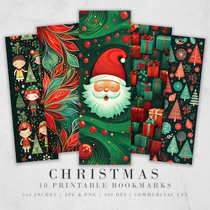 Cute Christmas Printable Bookmarks: JPG Bookmark Sheets| PNG Bookmark ...