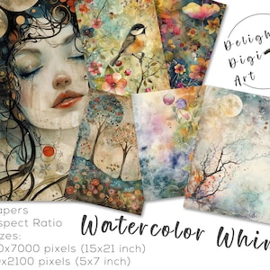 300+ Watercolor Whimsy Backgrounds, Digital Download Paper Set ...
