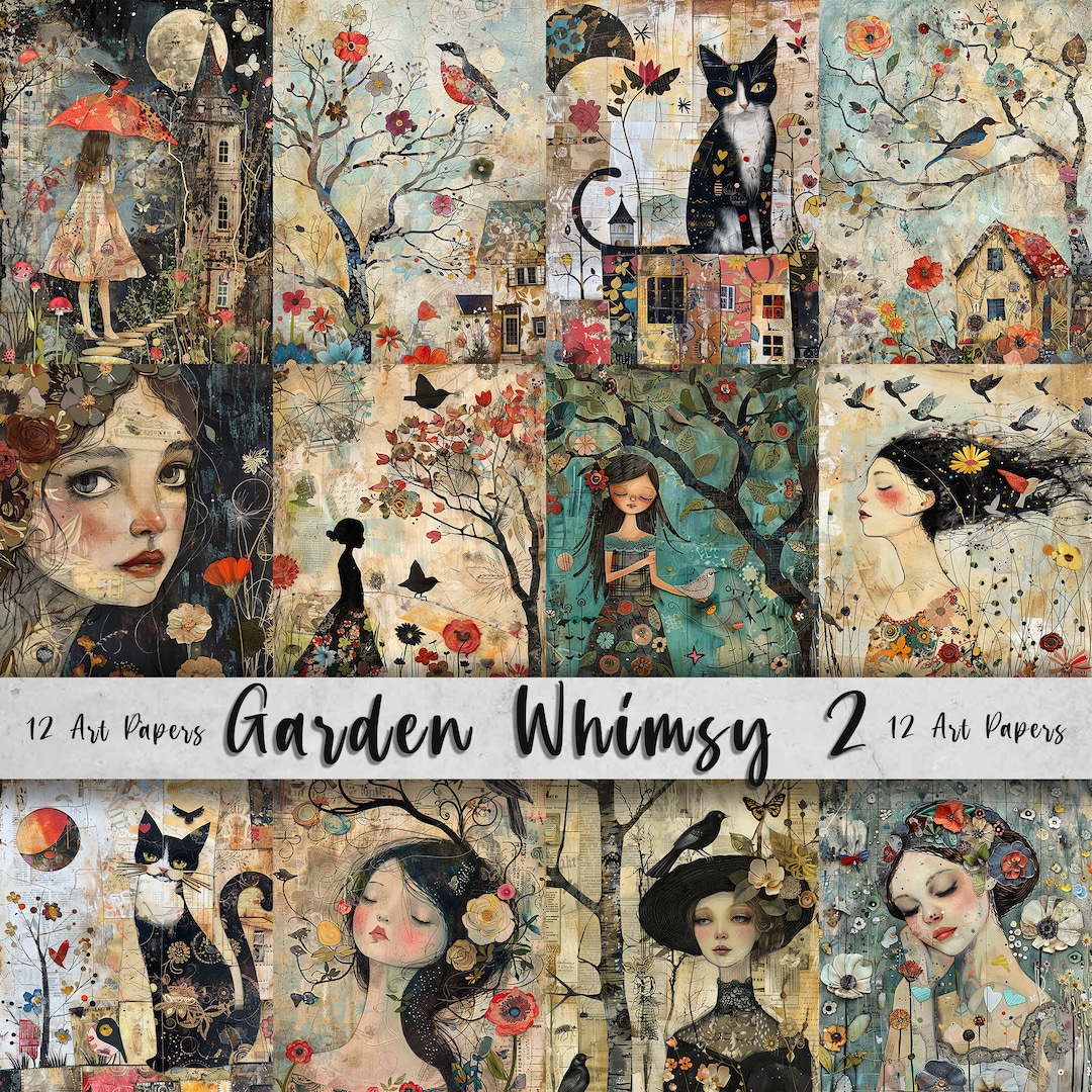 Garden Whimsy Printable Art Pages| Whimsical Art Pack | Quirky Digital ...