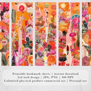 Sunset Aura Printable Bookmarks| Orange Collage Themed Bookmarks| 4 JPG ...