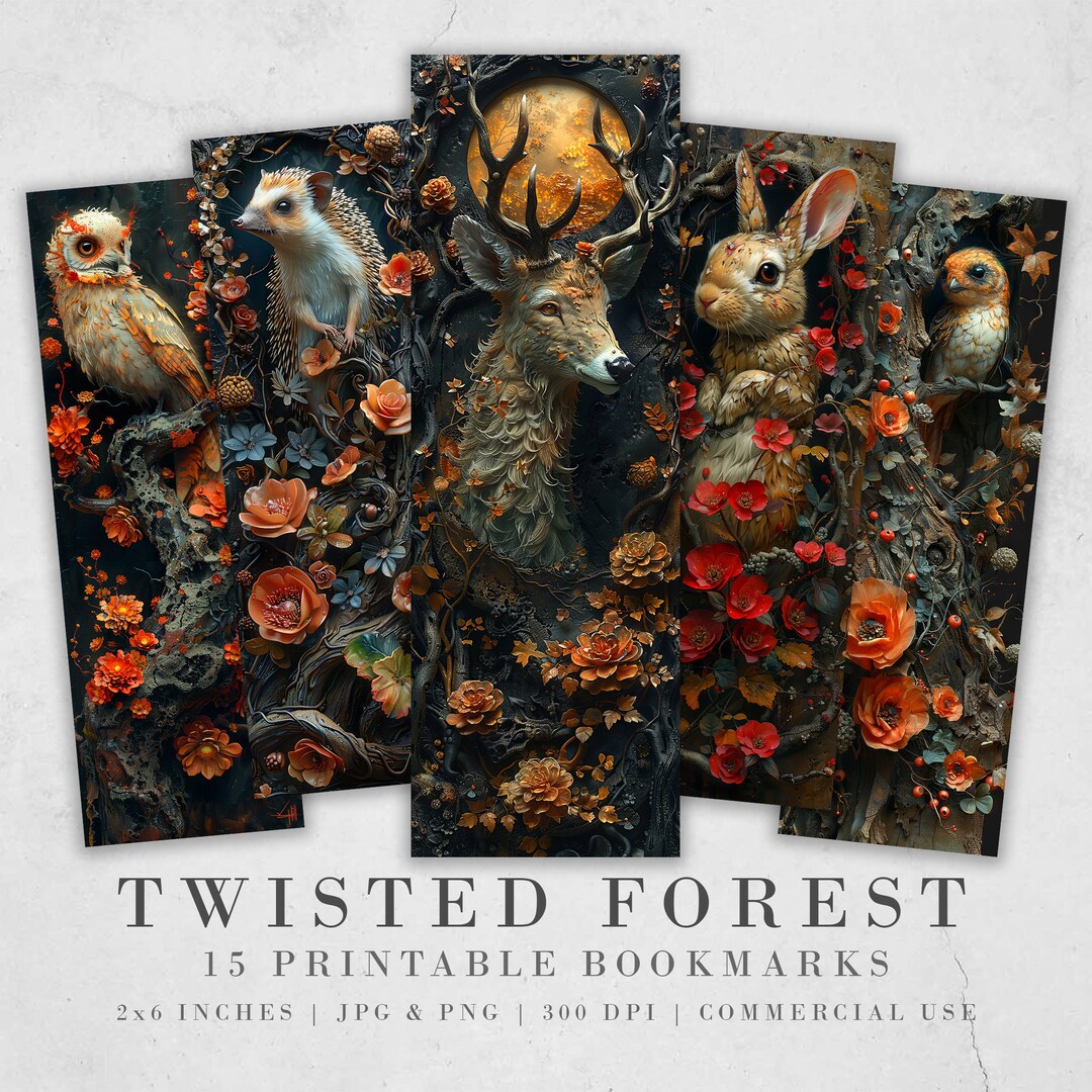 15 Twisted Forest Printable Bookmarks| Quirky Animal Bookmark Sheets ...