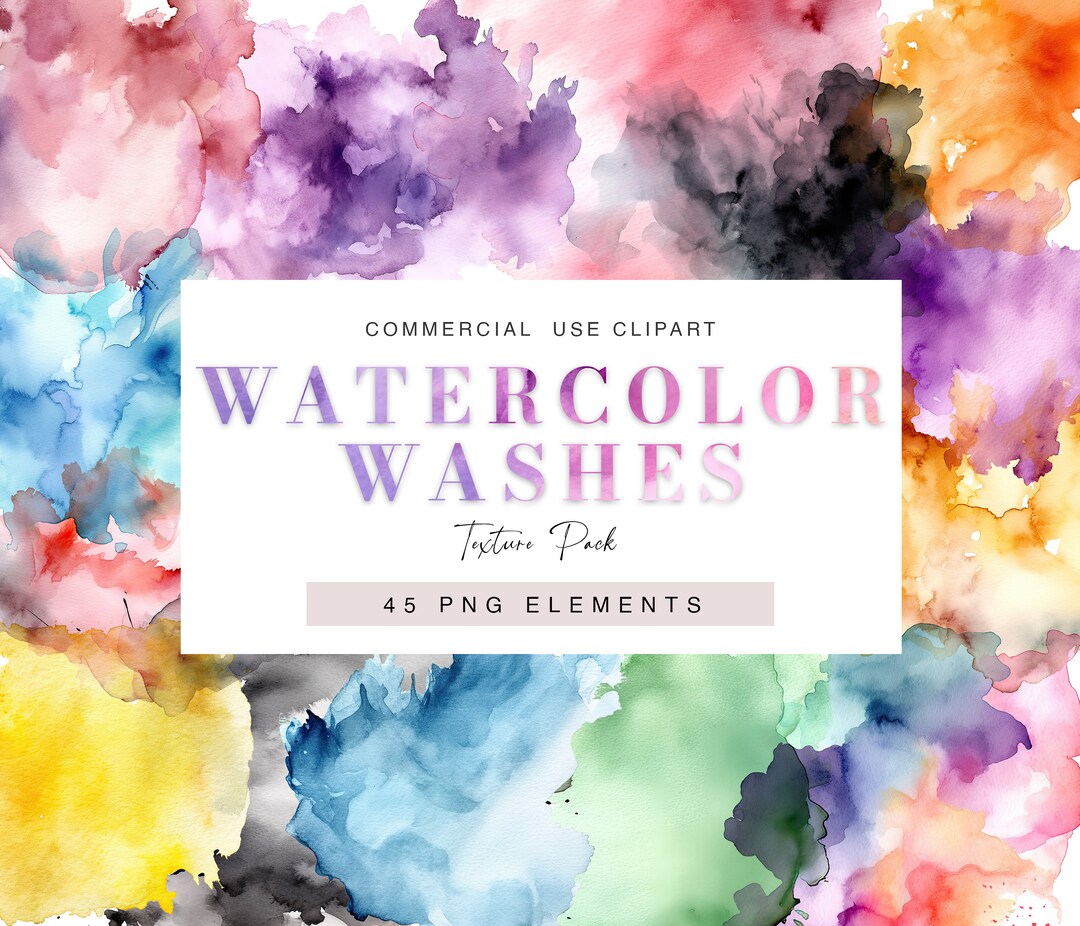 Watercolor Washes Clipart, Watercolour Textures for Backgrounds, PNG ...