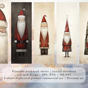 15 Whimsical Santa Printable Bookmarks: Digital Download JPG Bookmark ...
