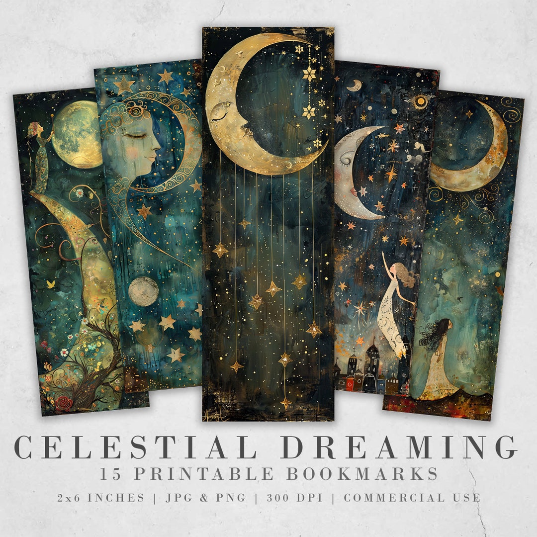 Celestial Dreaming Printable Bookmarks| Dream Themed Bookmarks| 3 JPG ...