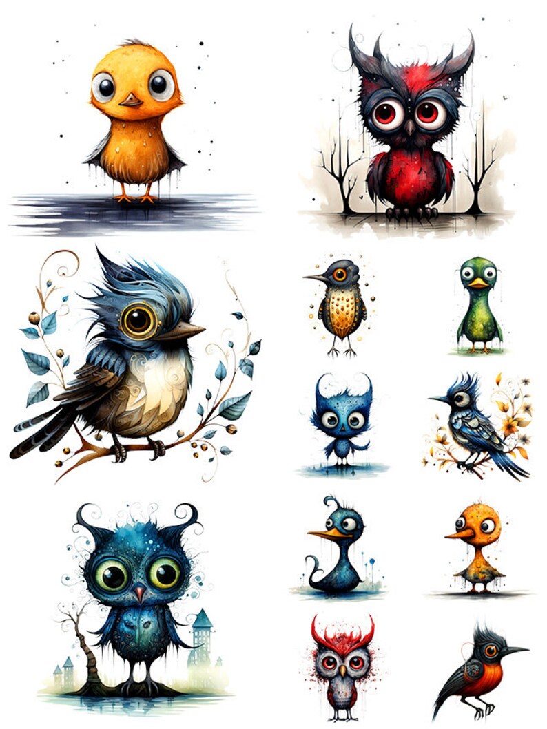 Abstract Birds Clipart: Whimsical Art for Crafts and Decor| Bird PNG ...
