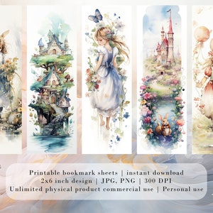 20 Watercolor Fairy Tale Printable Bookmarks | Digital Download JPG ...