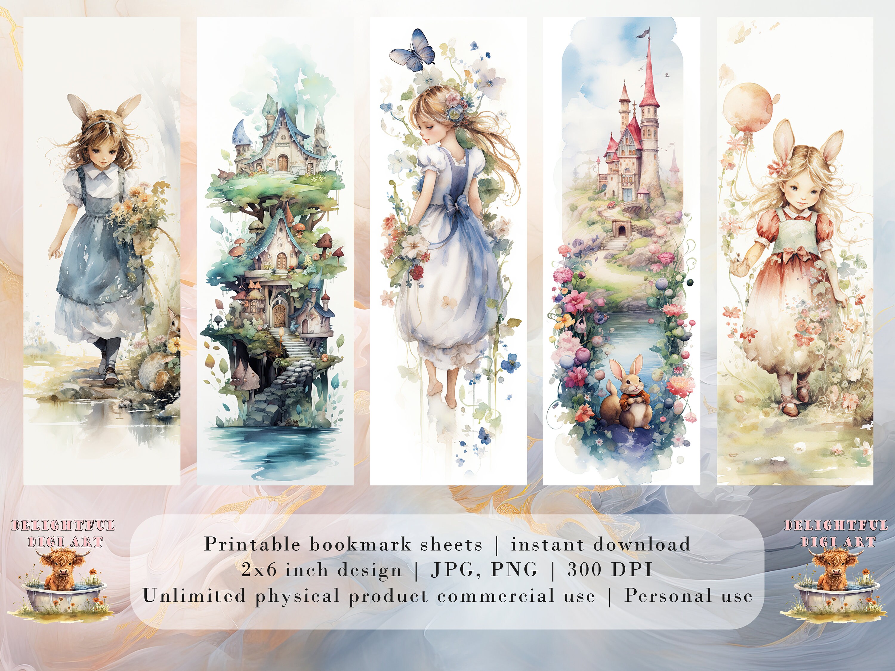 20 Watercolor Fairy Tale Printable Bookmarks | Digital Download JPG ...