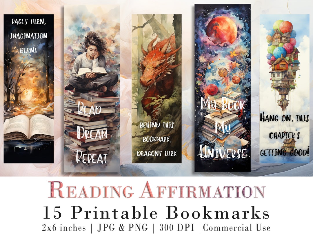 15 Reading Affirmation Printable Bookmarks Digital Download - Etsy UK