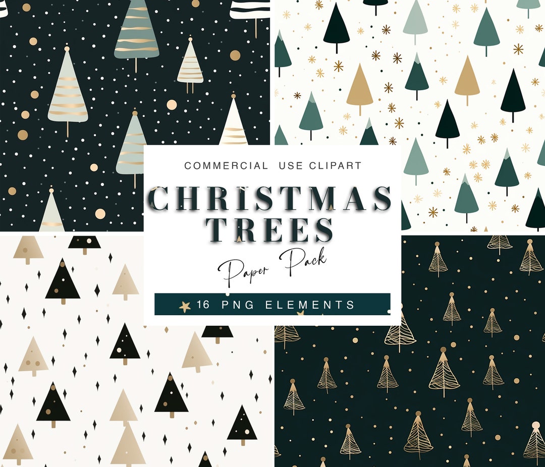 16 Christmas Tree Printable Paper Designs| Digital Download Paper Set ...