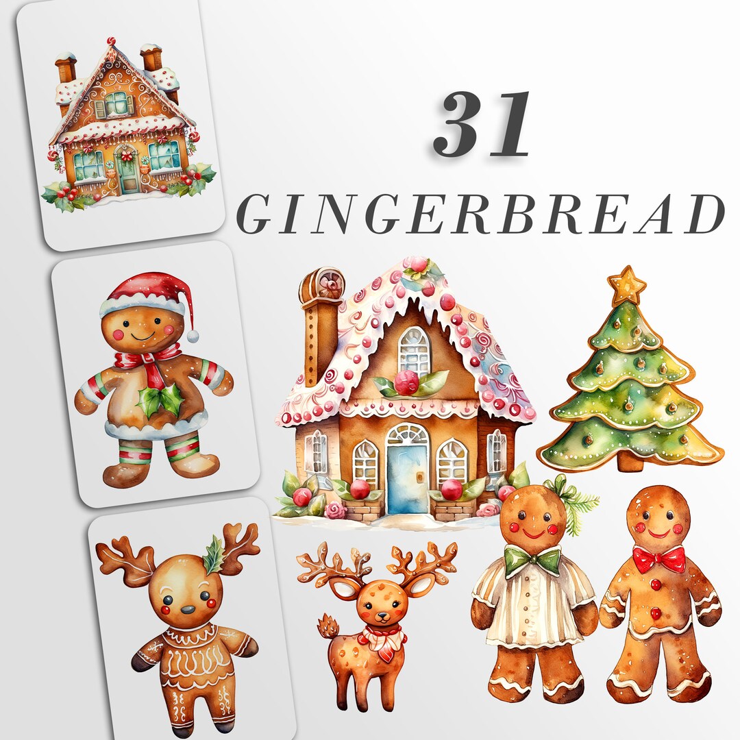 Cute Gingerbread Clipart: 31 High Quality Pngs| Biscuit Bundle ...