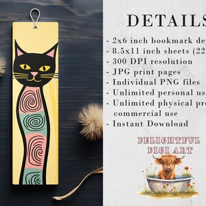 Whimsical Cats Printable Bookmarks| 15 Quirky Cat Bookmarks| PNG ...