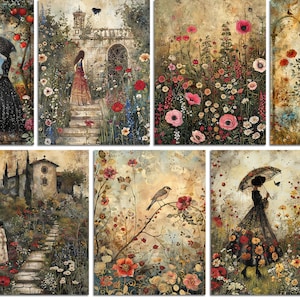 Victorian Gardens Printable Art Pages, Whimsical Art Pack Quirky ...
