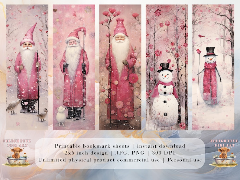 30 Cute Christmas Printable Bookmarks | Pink Whimsy Digital Download ...