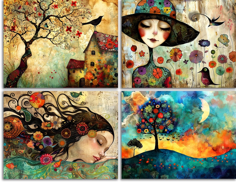 Surreal & Colorful Printable Art Pages: Whimsical Art Pack, Quirky ...