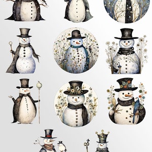 Whimsical Snowman Clipart: 23 High Quality Pngs for Christmas Crafts ...