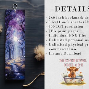 15 Fantasy Starry Night Printable Bookmarks | Digital Download JPG ...