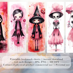 20 Hot Pink Halloween Printable Bookmarks | Digital Download JPG ...