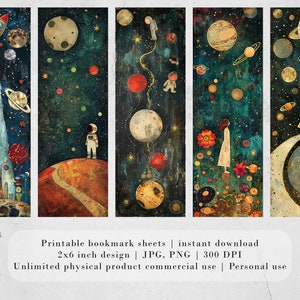 10 Whimsical Outer Space Printable Bookmarks, Digital Download JPG ...