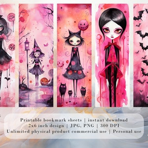 20 Hot Pink Halloween Printable Bookmarks | Digital Download JPG ...