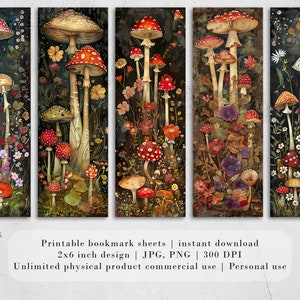 Mushroom Garden Printable Bookmarks| Whimsical Bookmarks| JPG Sheets ...