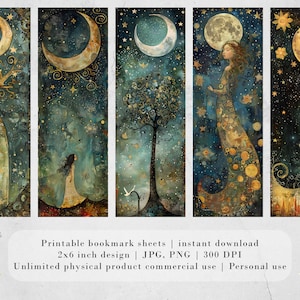 Celestial Dreaming Printable Bookmarks| Dream Themed Bookmarks| 3 JPG ...