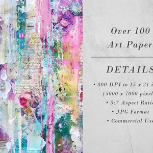 100+ Paint & Paper Backgrounds, Digital Download Paper Set, Whimsical ...
