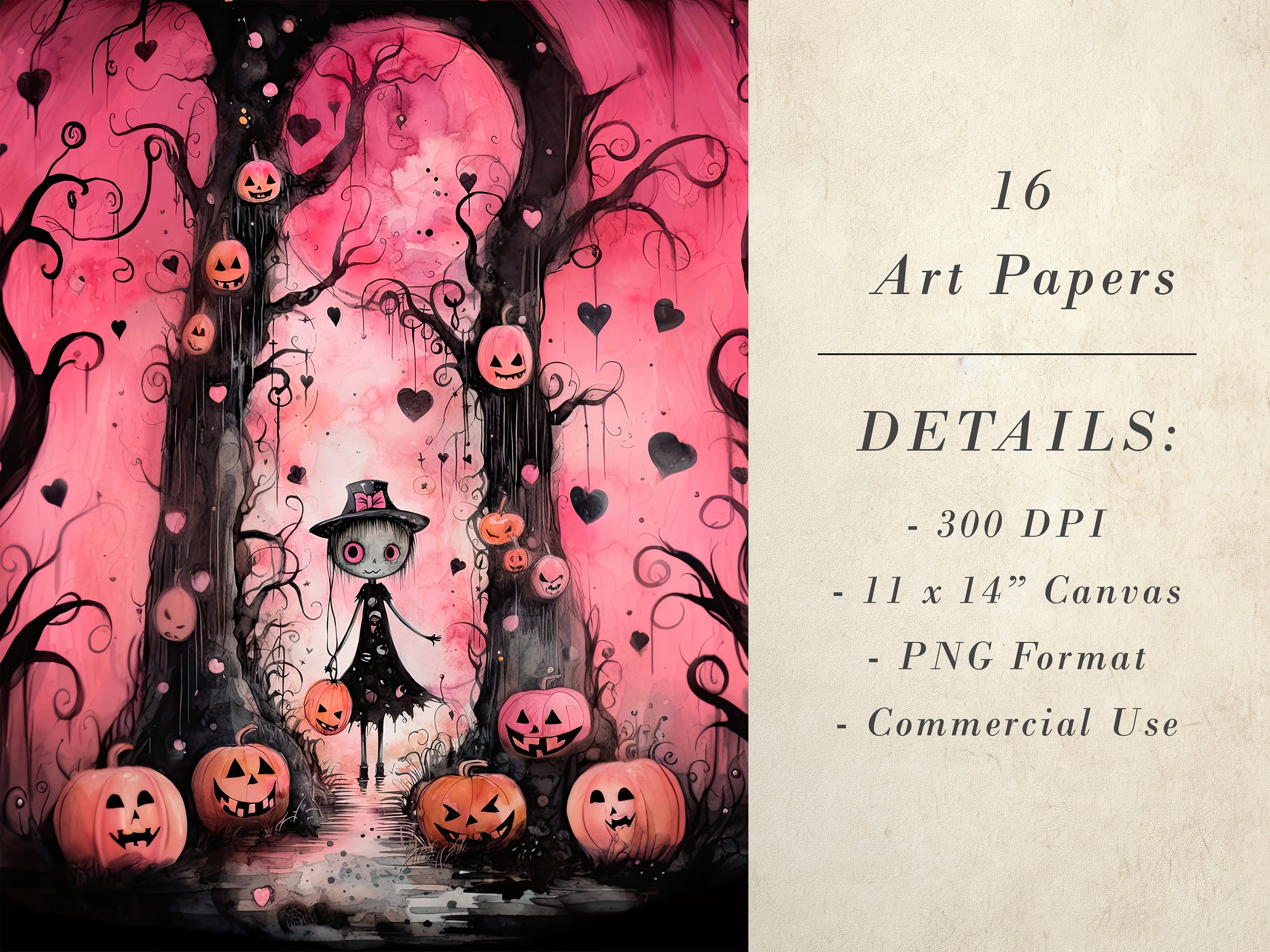 22 Hot Pink Halloween Printable Art Pages| Digital Download JPG Paper ...