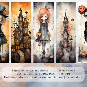 15 Cute Halloween Themed Printable Bookmarks | Digital Download JPG ...