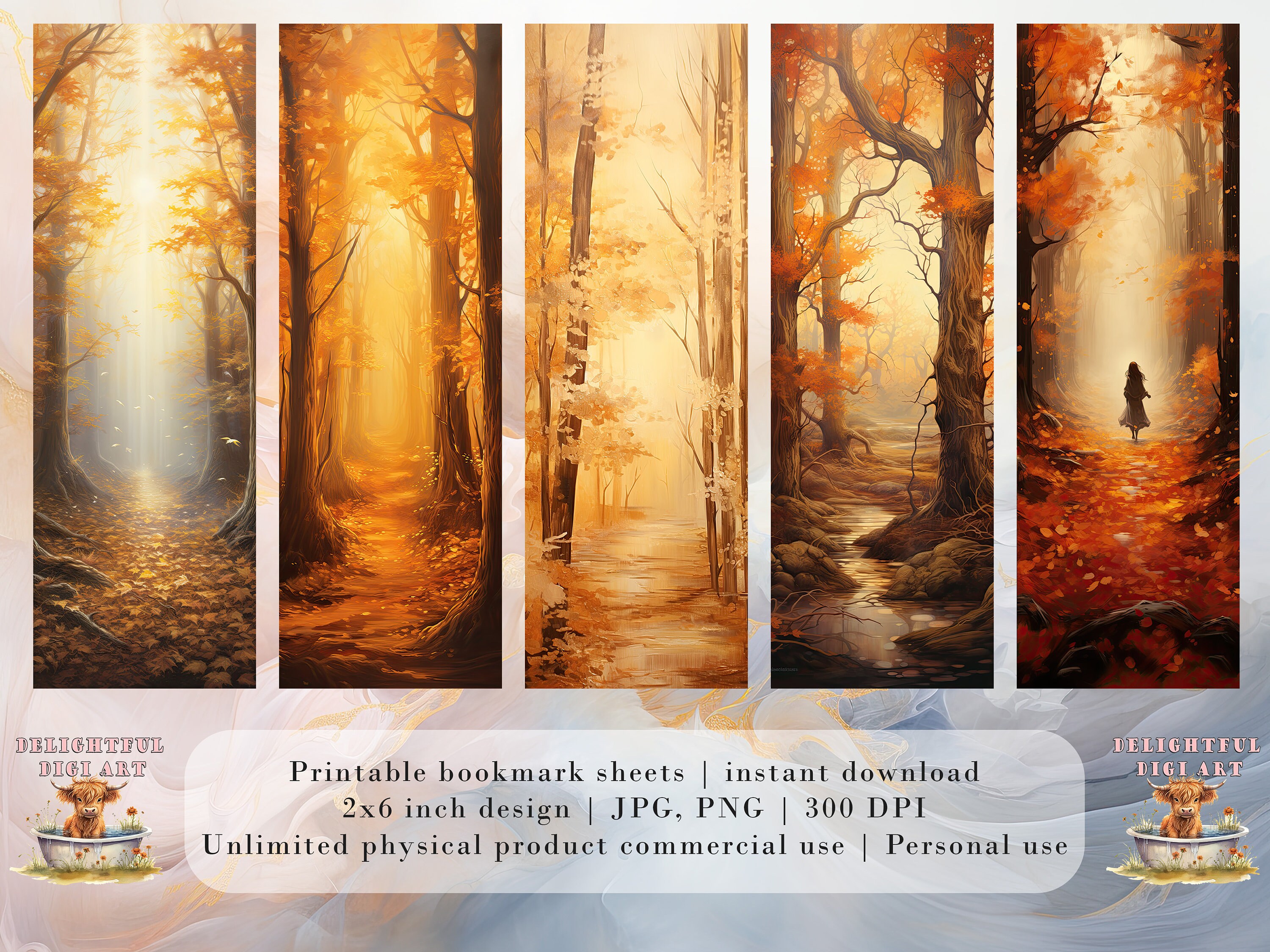 10 Fall Landscapes Printable Bookmarks | Digital Download JPG Bookmark ...