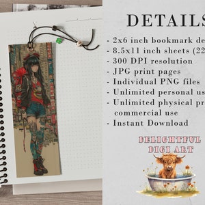 15 Anime Girls Printable Bookmarks| Cyberpunk Bookmark Sheets| PNG ...