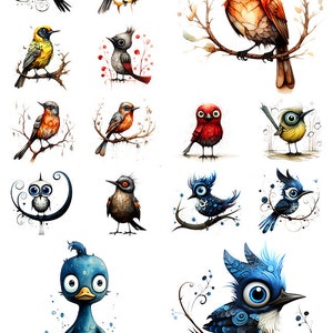 Abstract Birds Clipart: Whimsical Art for Crafts and Decor| Bird PNG ...