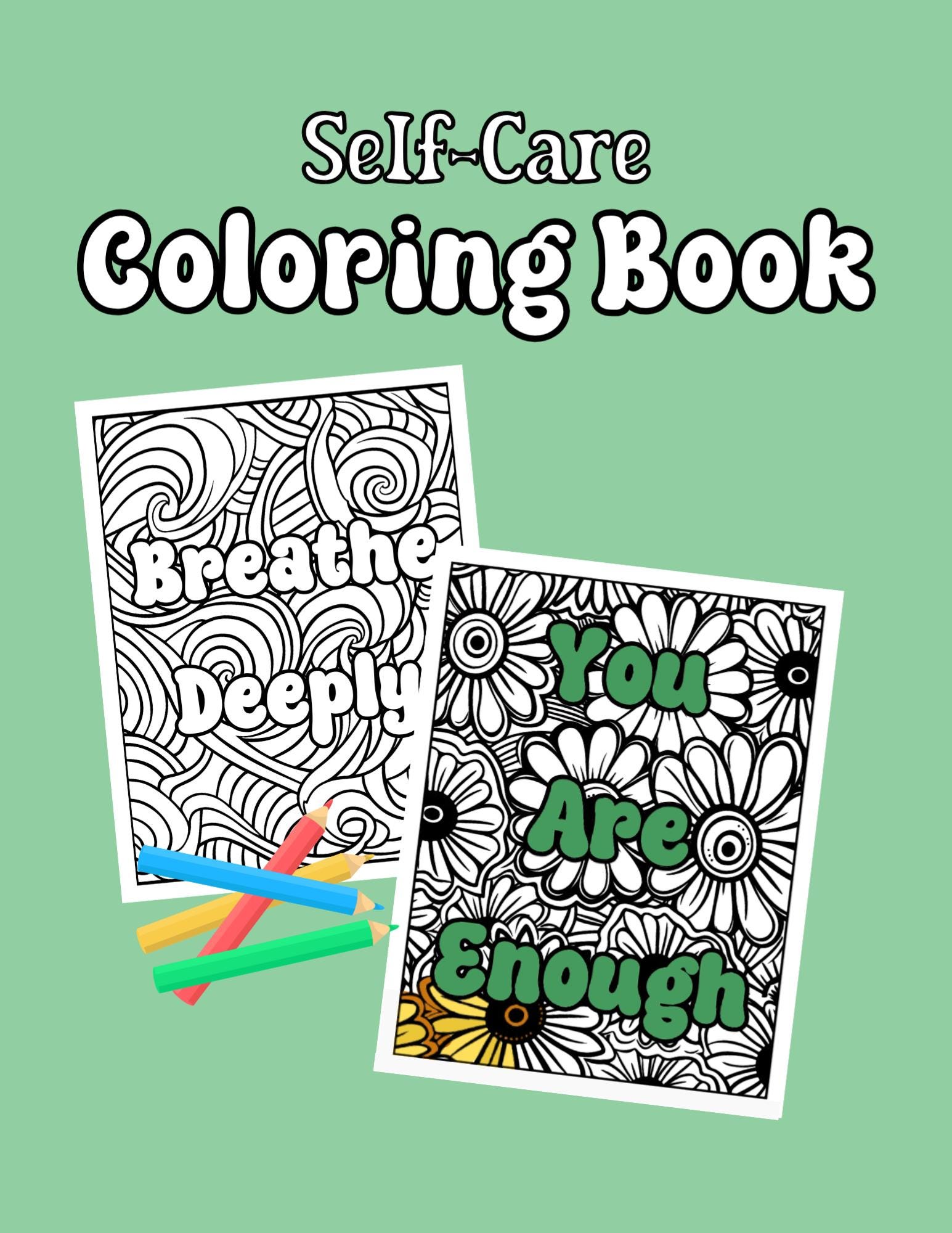 Self Care Coloring Book Printable Pages - Etsy