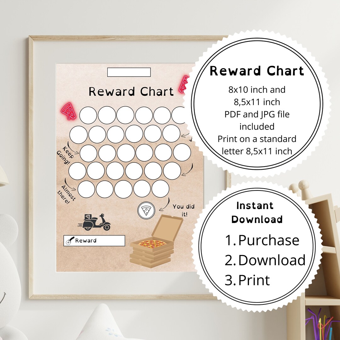 Pizza Reward Chart Printable Pizza Behavior Chart Daily - Etsy