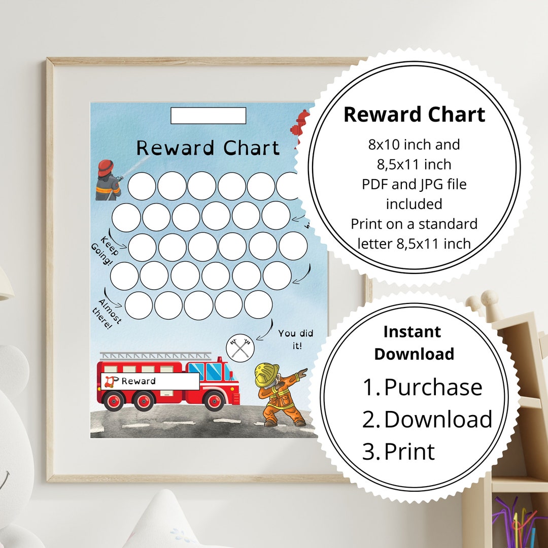 Fire-fighter Reward Chart Printable Fire-fighter Behavior - Etsy