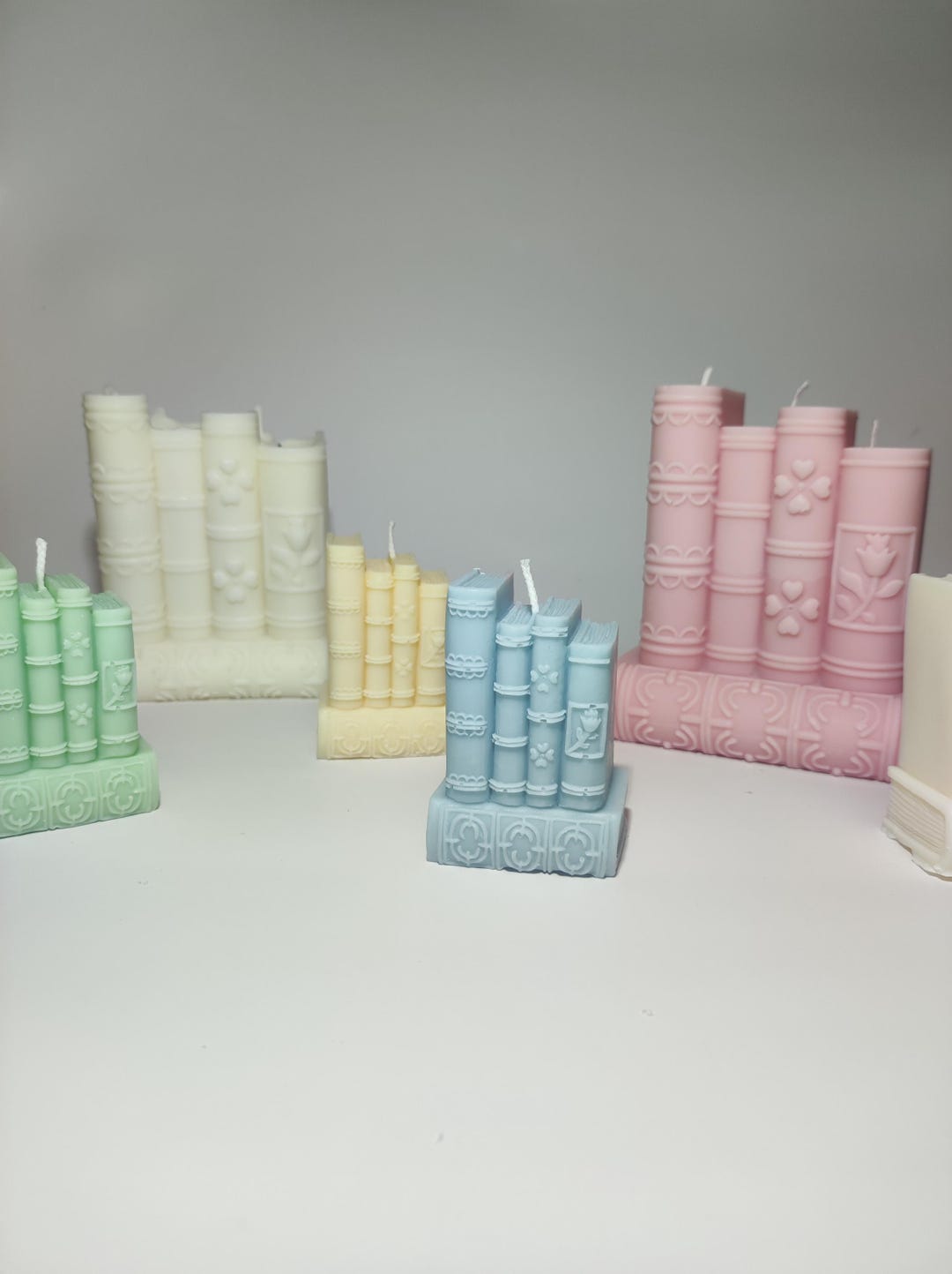 5 Piece Book Candle | Book Candle | Many Colours | Large + Small ...