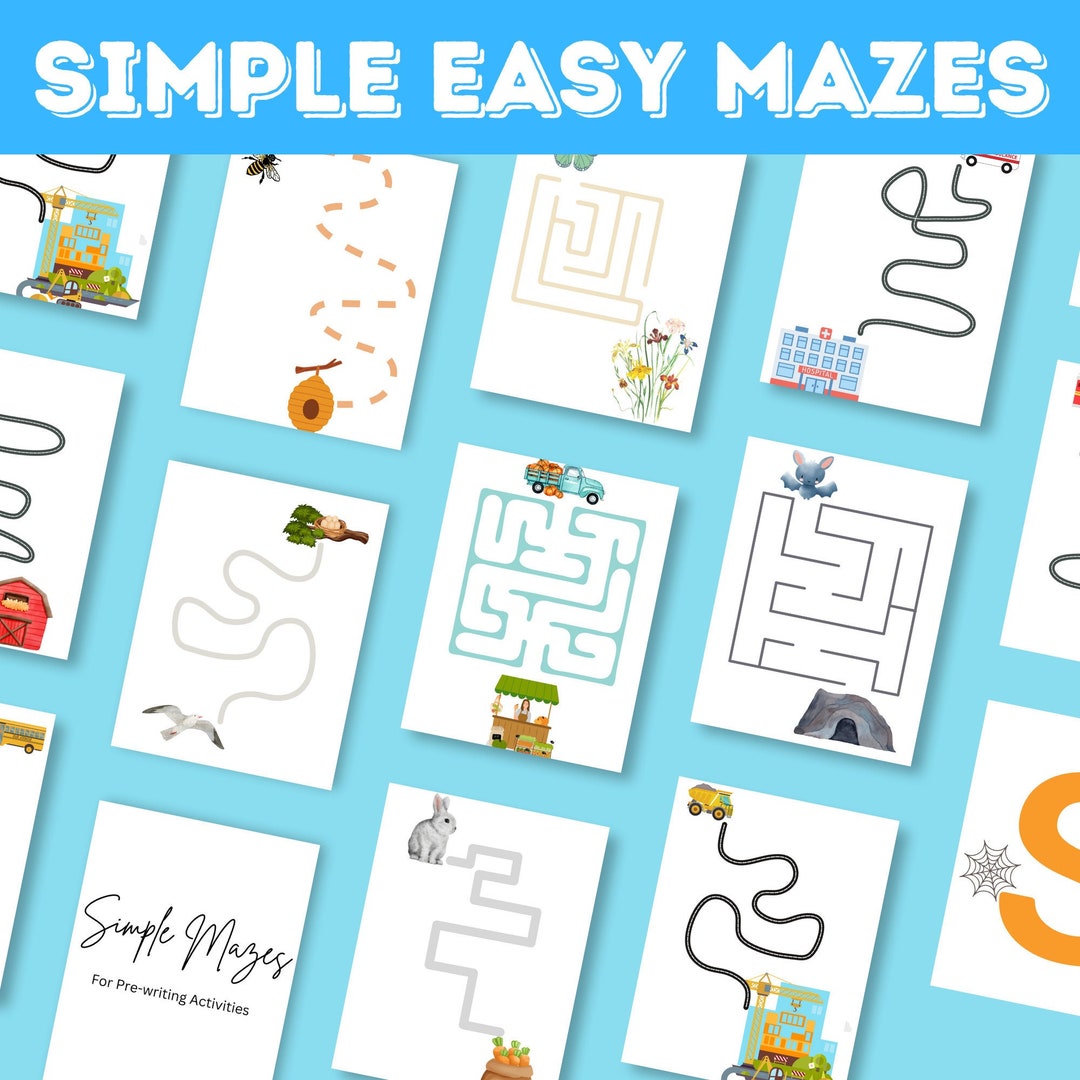 Simple Easy Mazes for Kids - Etsy