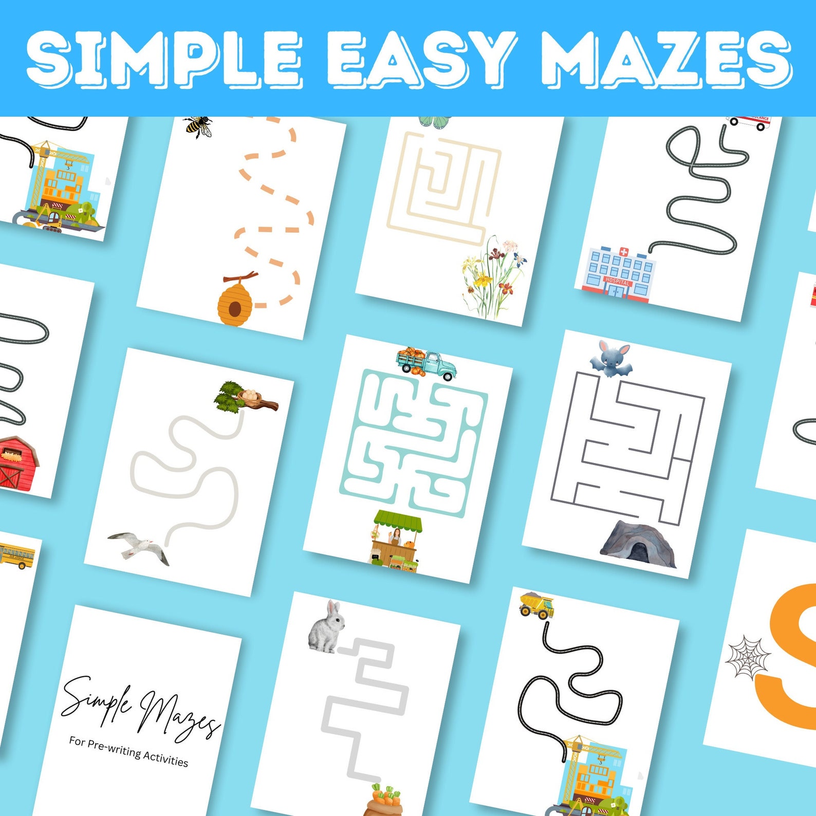 Simple Easy Mazes for Kids - Etsy