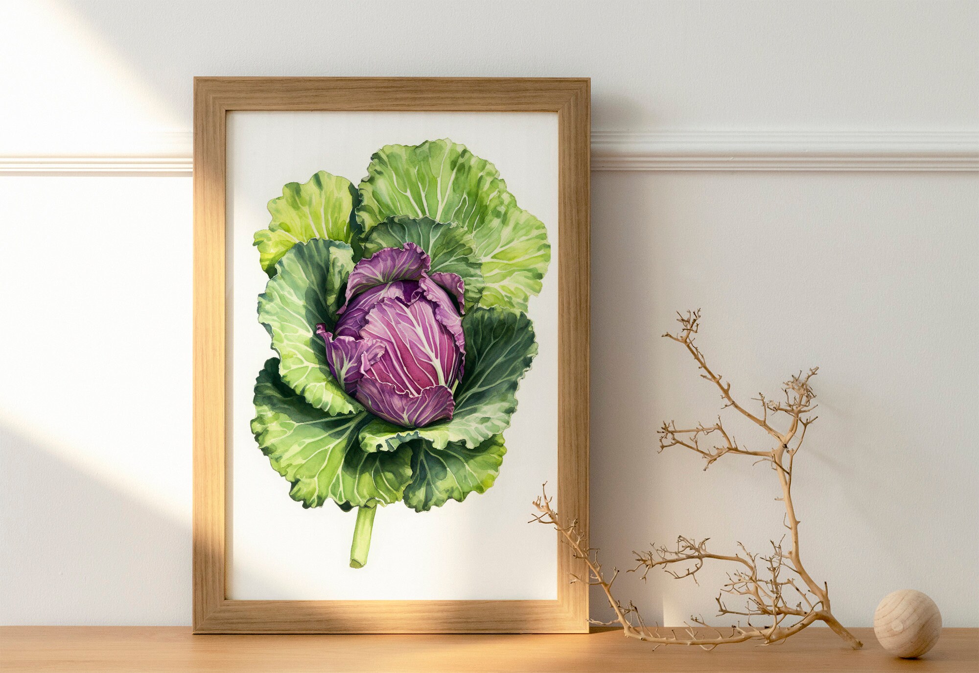 Watercolor Ornamental Cabbage Flower Print | Cabbage Flower Art Print ...