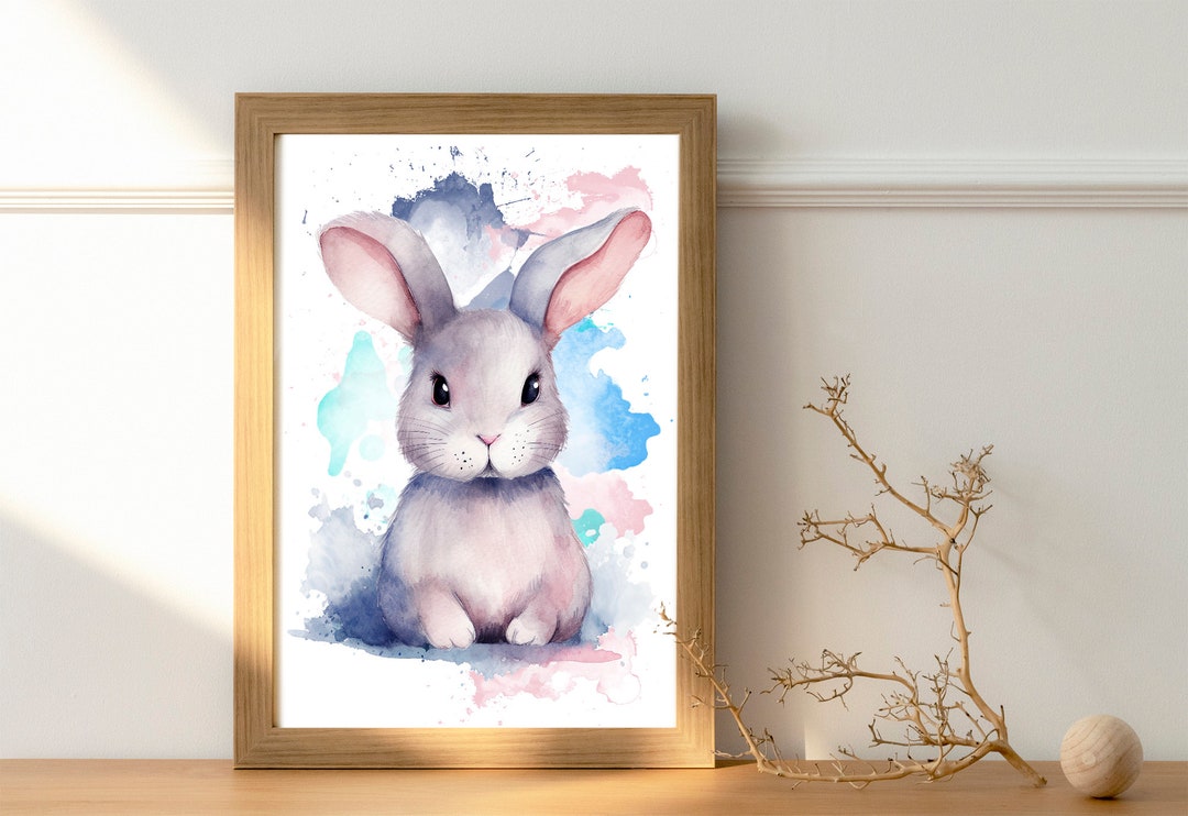 Watercolor Rabbit PRINTABLE ART Bunny Print Download Bunny Poster Wild ...