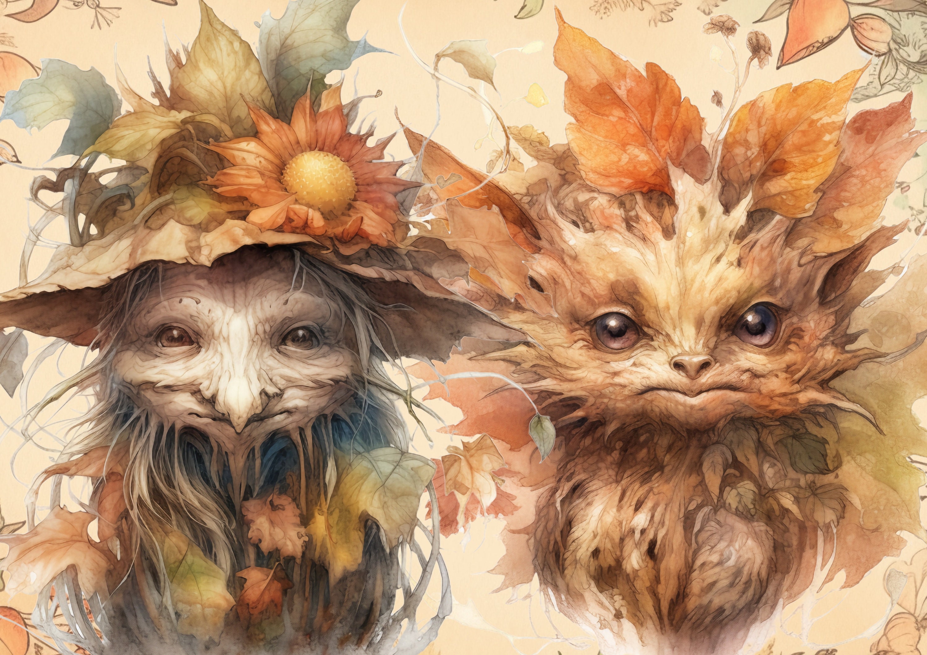 16 Autumn Flowers Spirits PNG. Fantasy Fairy for Fall. Mabon Samhain ...