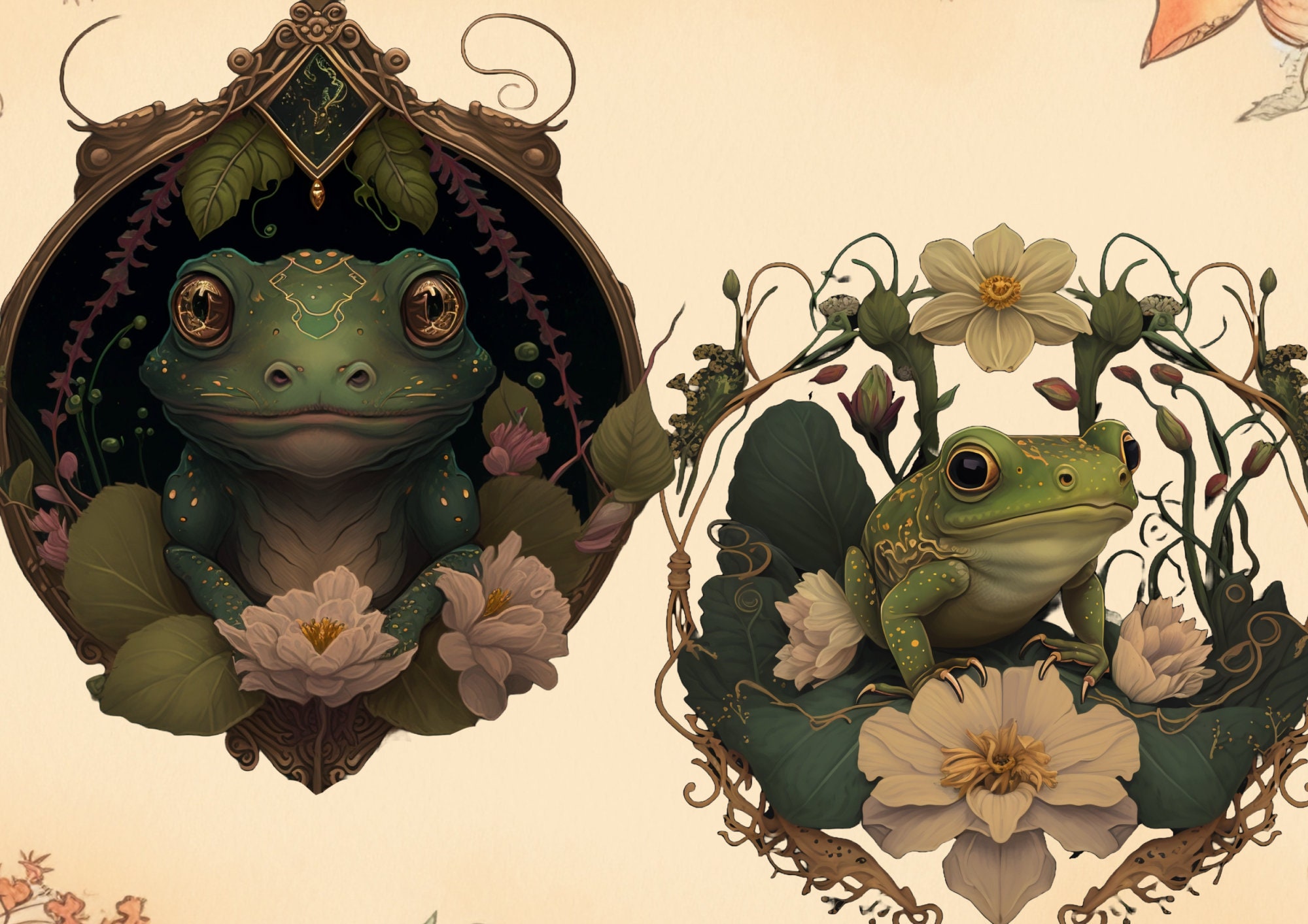 10 Proud Frogs Portraits PNG. Fairycore Fantasy. Goblincore Fairy ...
