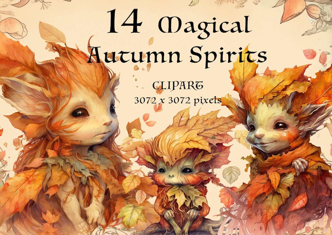 14 Magical Autumn Spirits PNG. Fantasy Fairy for Fall. Mabon Samhain ...