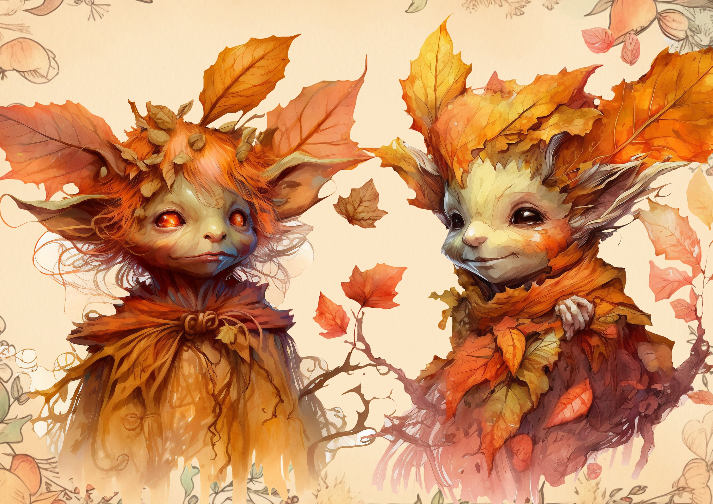 14 Magical Autumn Spirits PNG. Fantasy Fairy for Fall. Mabon Samhain ...