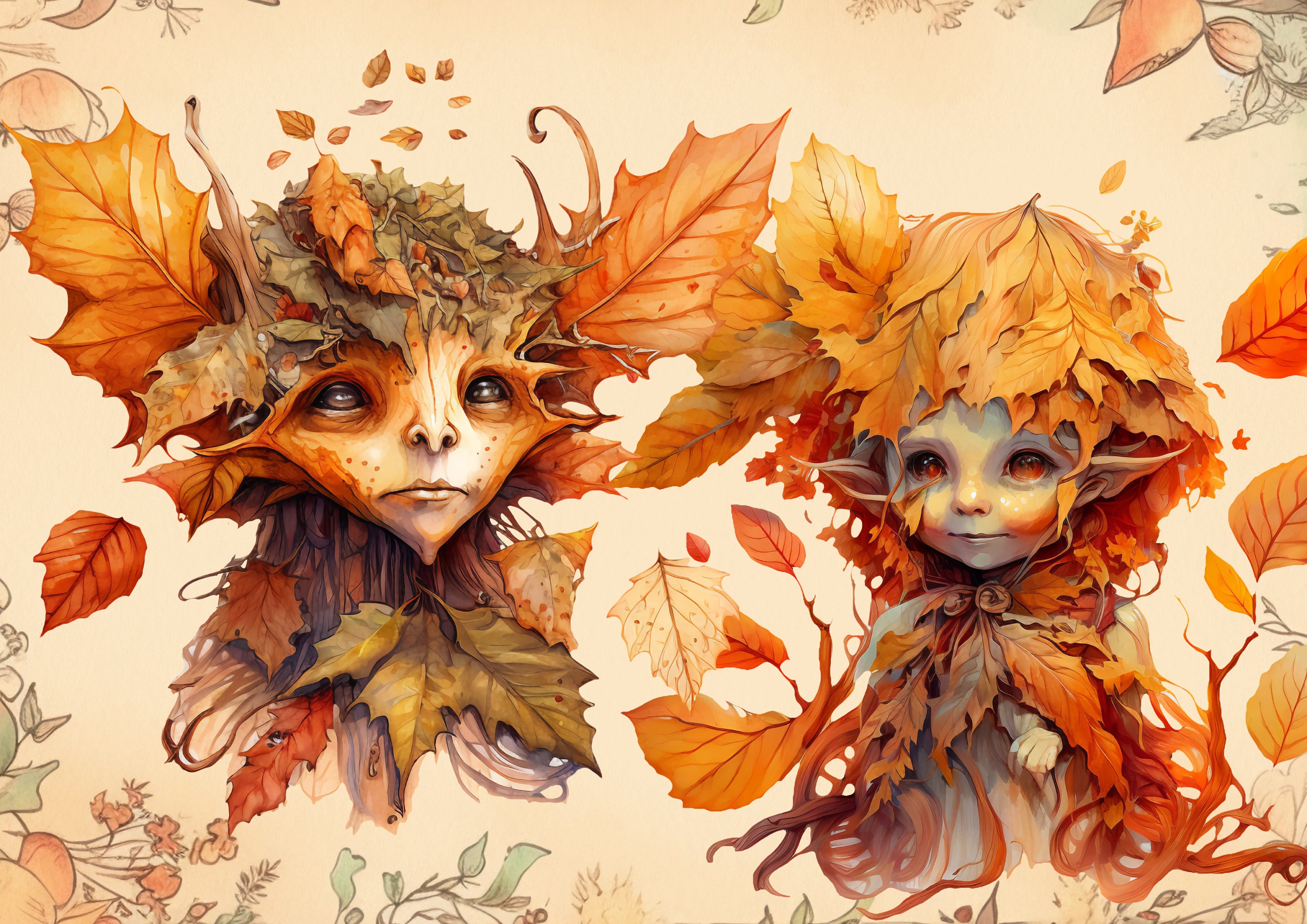 14 Magical Autumn Spirits PNG. Fantasy Fairy for Fall. Mabon Samhain ...