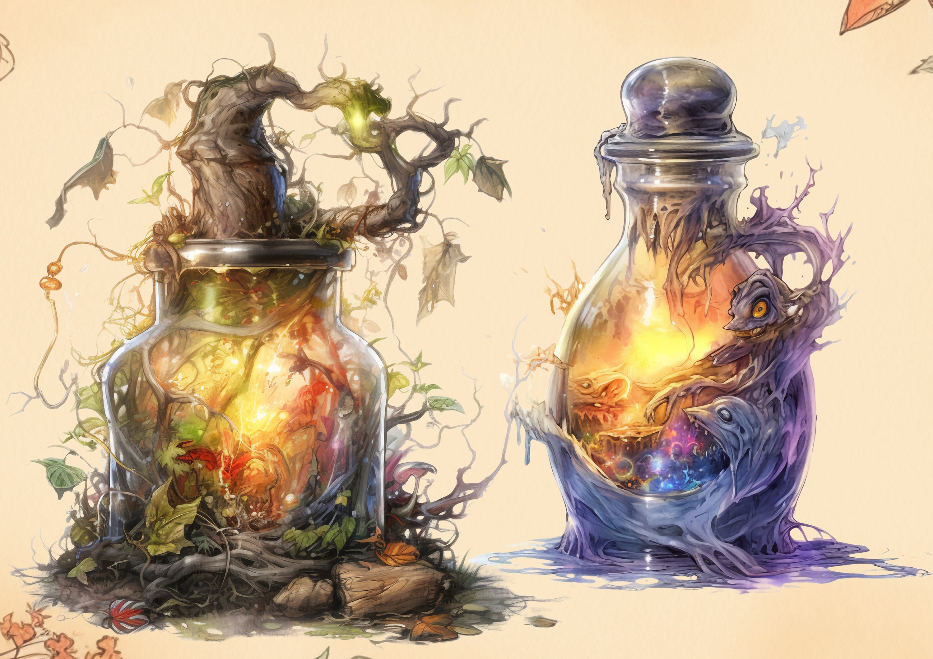 18 Magic Potions Clipart Bundle. Wizard. Witch.grimoire Images. BOS ...